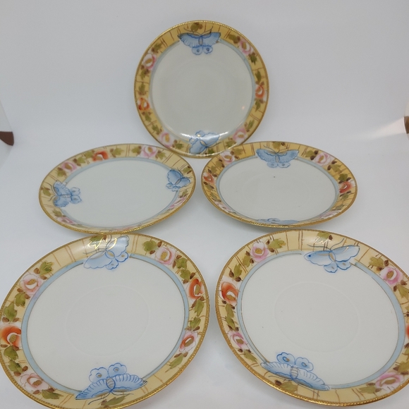Dining | Set Of 5 Vintage Hand Painted Butterfly Plates | Poshmark
